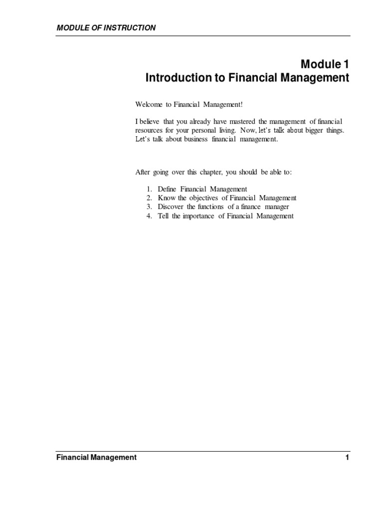 W1 Module 1 - Introduction To Financial Management | PDF | Wealth ...