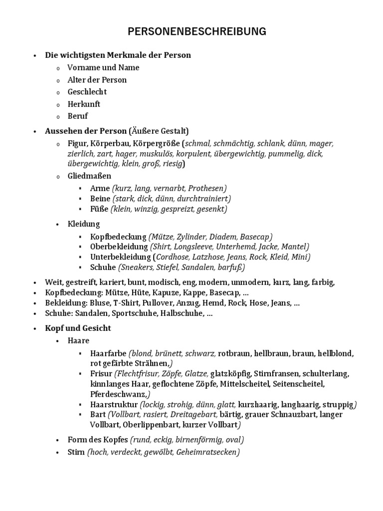 Personenbeschreibung Tipps | PDF