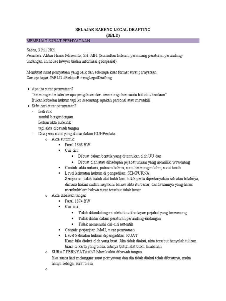 Belajar Bareng Legal Drafting | PDF