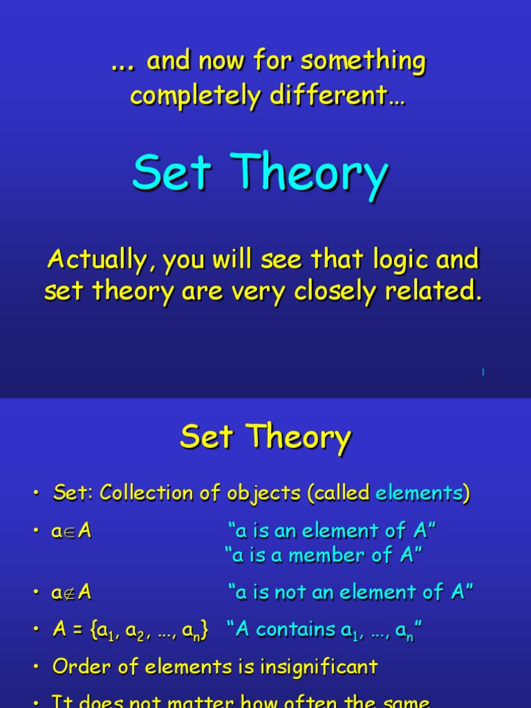 And Now For Something Completely Different Set Theory Pdf Function Mathematics Set