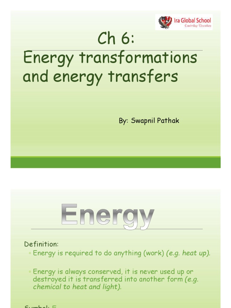 Physics Chapter 6 Energy Tranformations and Energy Transfers | PDF ...