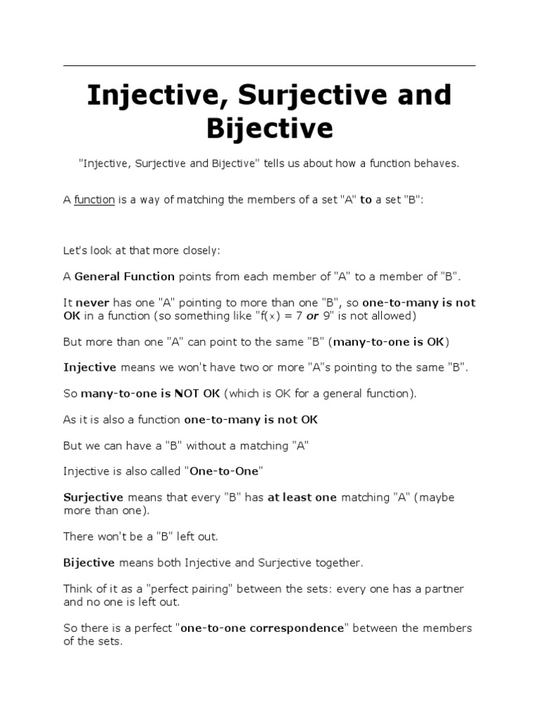 Injective, Surjective, Bijective | Download Free PDF | Function ...