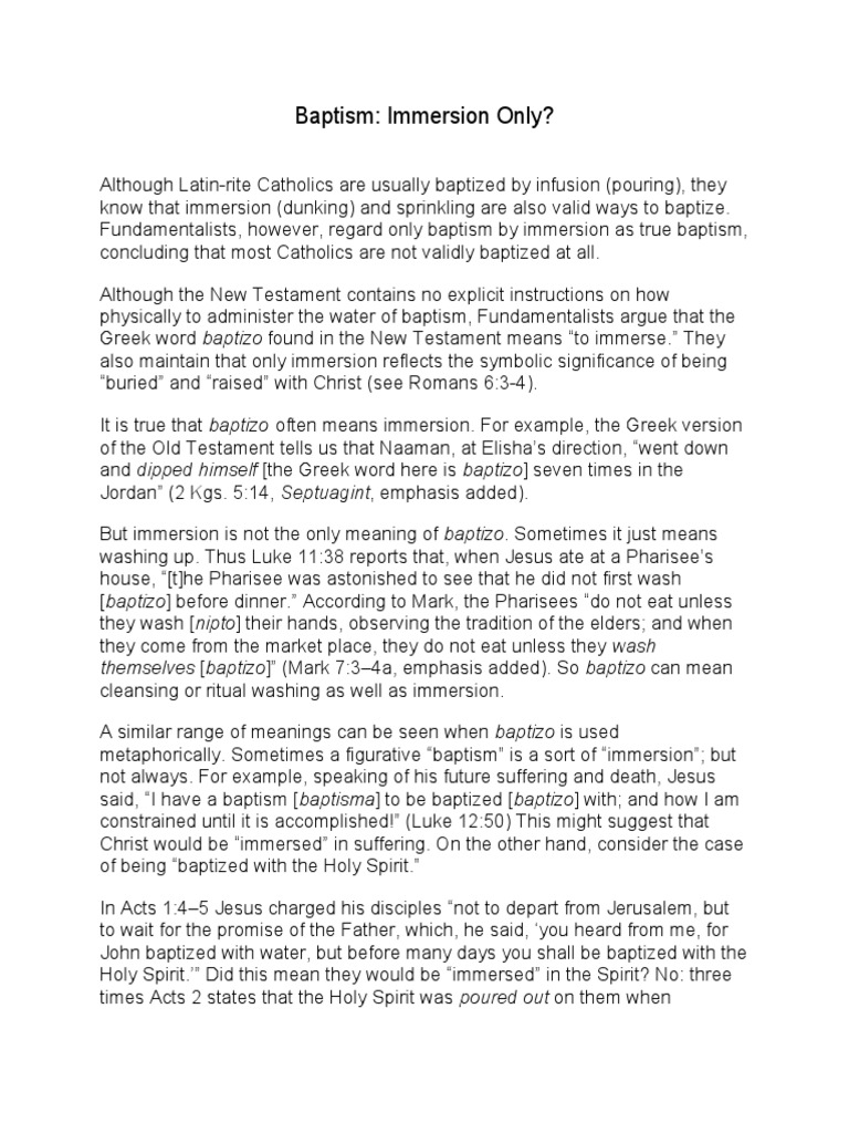 Baptism: Immersion Only?: Themselves (Baptizo) " (Mark 7:3-4a, Emphasis ...