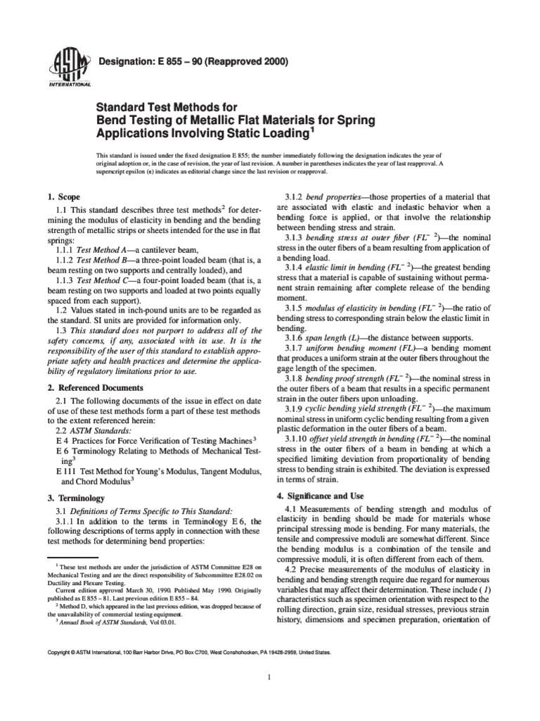 Astm E855 | PDF | Strength Of Materials | Bending