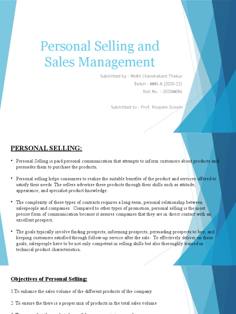 Personal Selling and Sales Management | PDF | Sales | Customer ...