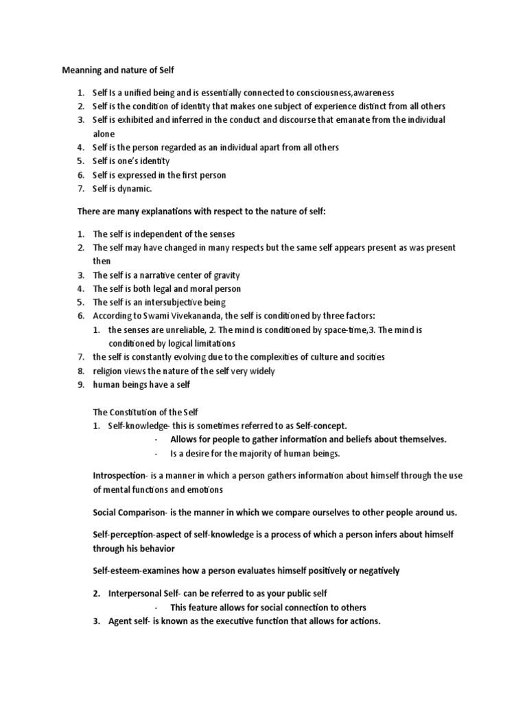 Understanding the Nature of Self | PDF | Self | Philosophy Of Self