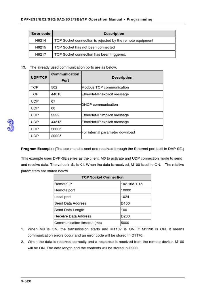 Error Code Description: DVP-ES2/EX2/SS2/SA2/SX2/SE&TP Operation Manual - Programming | PDF ...