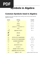 Symbols in Algebra | PDF