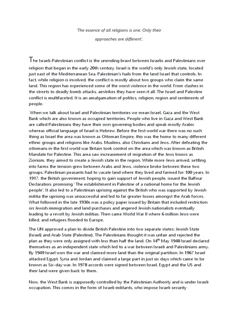 Israeli-Palestinian Conflict Overview | PDF | World Politics | Israel
