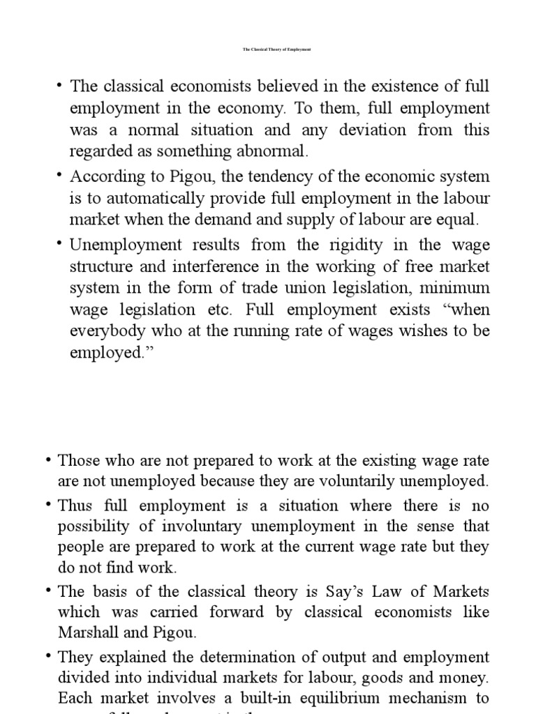 The Classical Theory of Employment | PDF | Labour Economics | Economics
