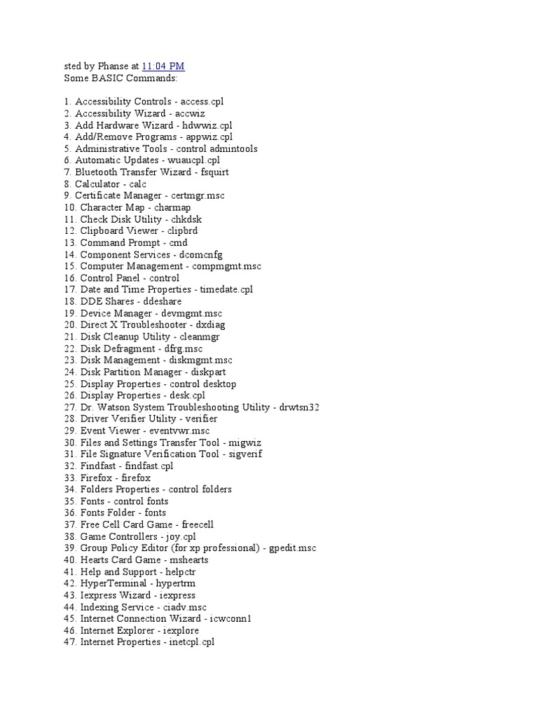 Command Prompt Codes Pdf Windows Vista Microsoft Windows