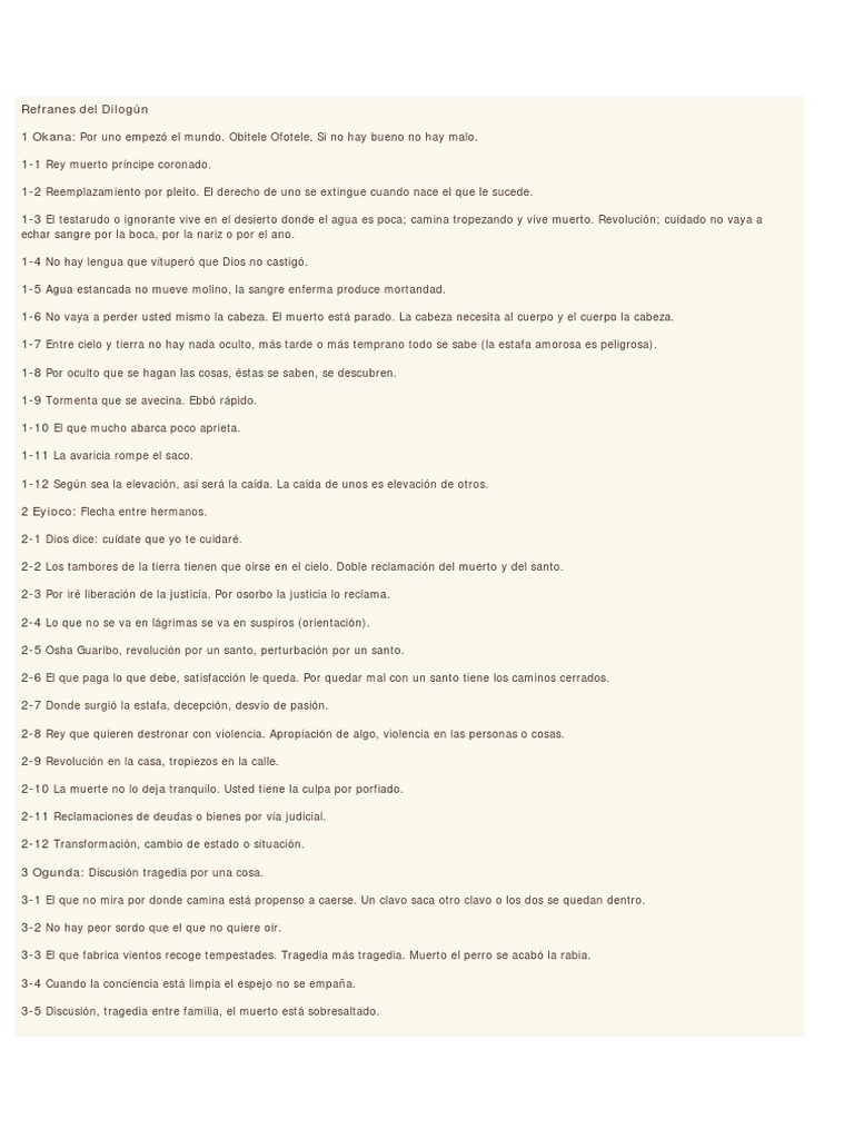 Refranes del Dilogún: Sabiduría Yoruba | PDF | Derecho