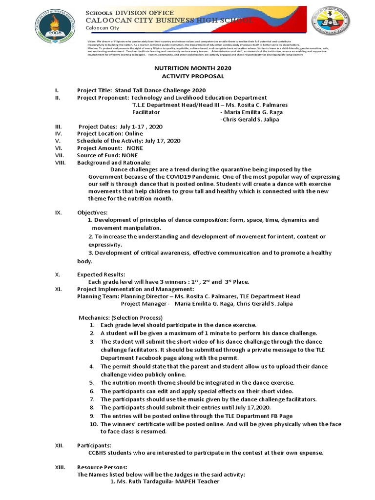 Caloocan City Business High School: Nutrition Month 2020 Activity ...