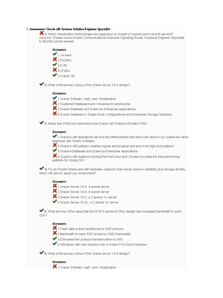 Answers Assessment Oracle X86 Systems Solution Engineer Specialist Pdf Oracle Corporation