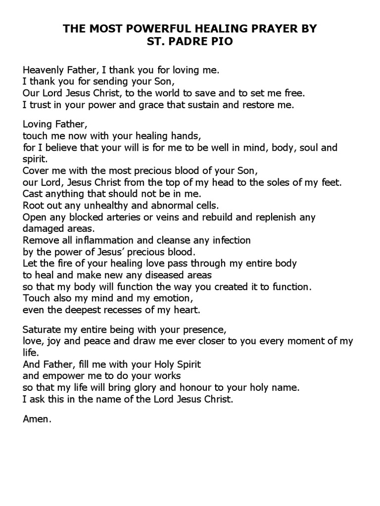 The Most Powerful Healing Prayer By Padre Pio Pdf