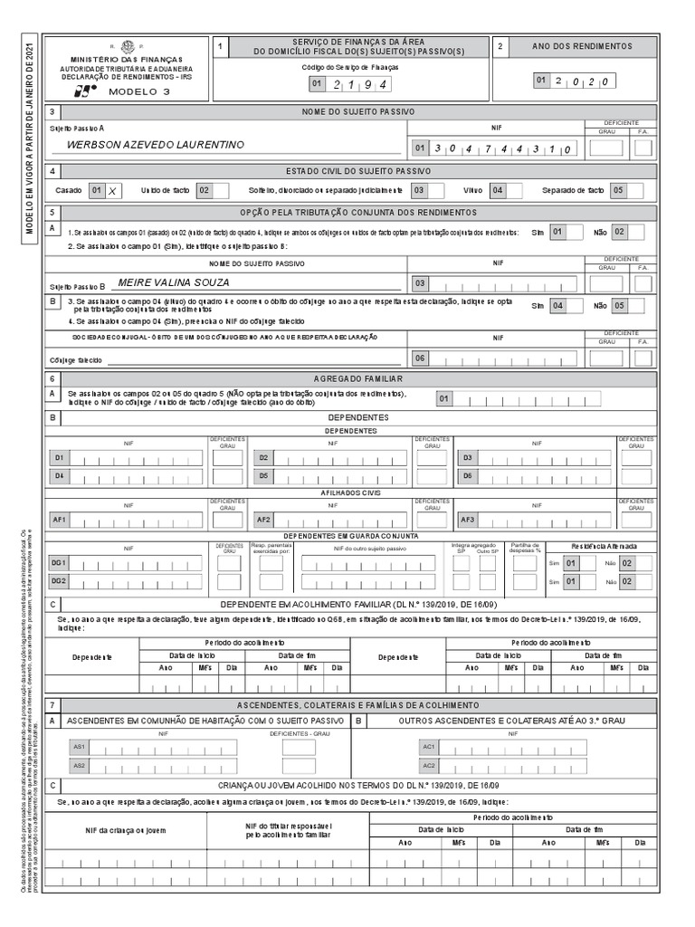 Modelo 3 - Irs | Download grátis PDF | Instituições sociais | Ciências ...