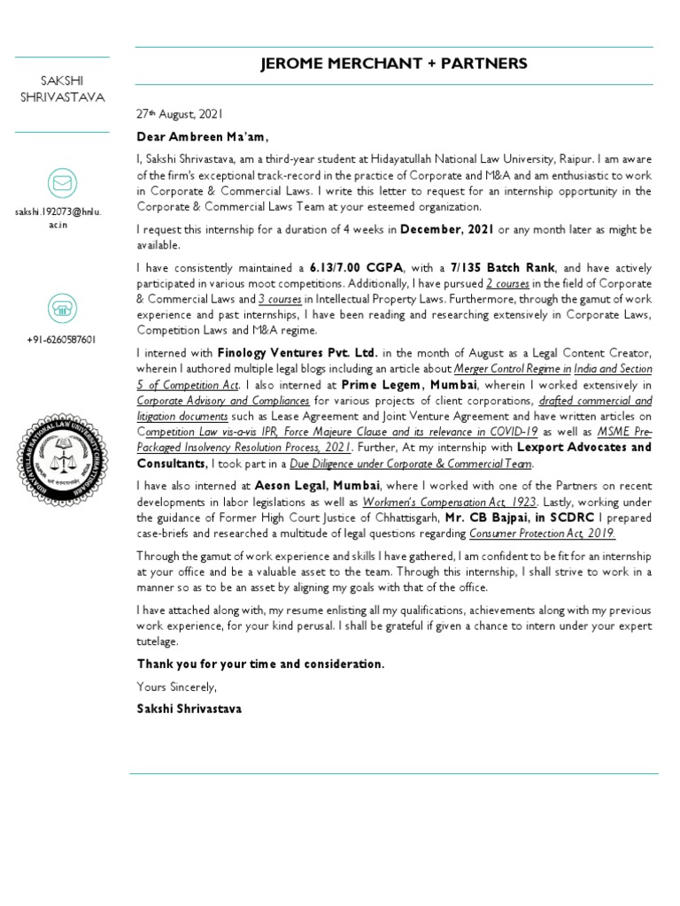 Covering Letter JMP | PDF | Intellectual Property | Justice