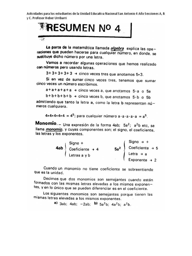 Actividad para Estudiantes de 1 Año | PDF | Artes del Lenguaje y ...