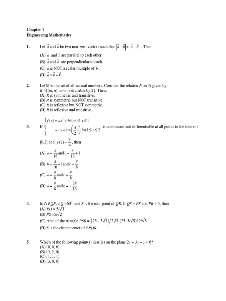 Engineering - Mathematics Gate | PDF | Linear Algebra | Mathematical ...