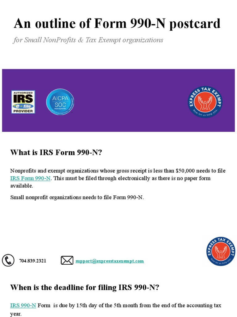 Filing Form 990-N Postcard | Download Free PDF | Internal Revenue ...