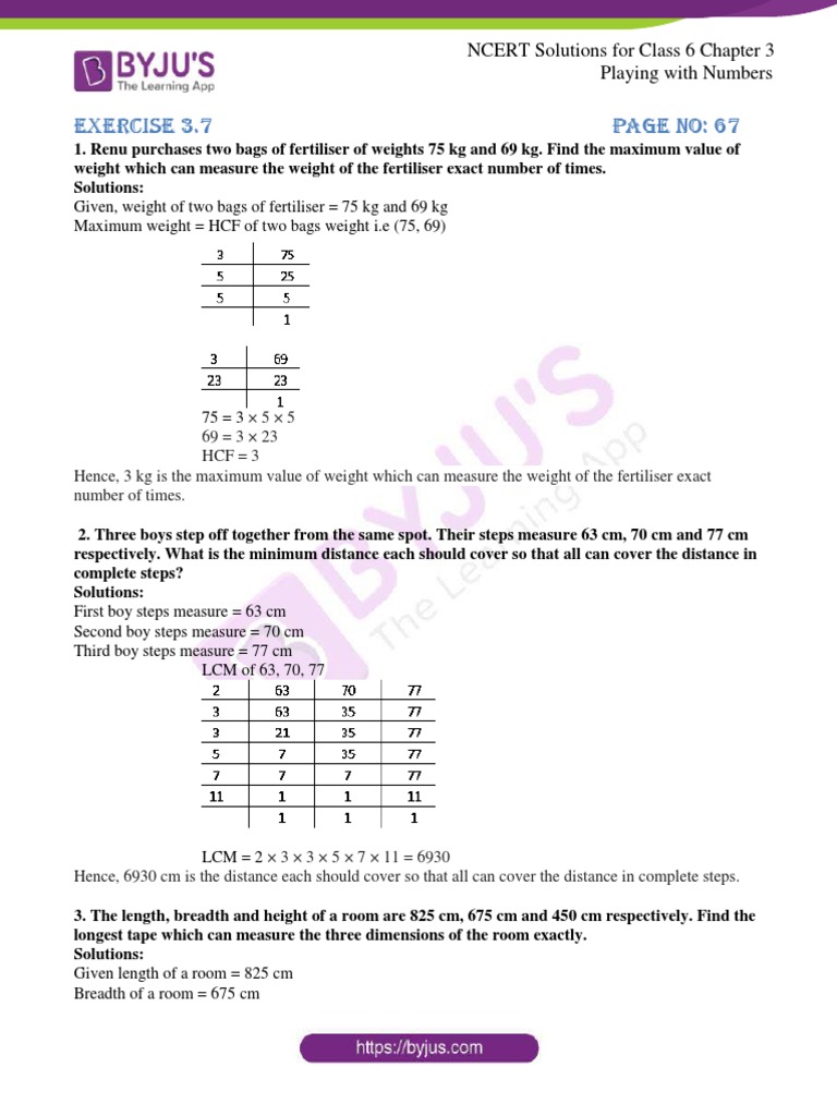 NCERT Solutions For Class 6 Maths Chapter 3 Playing With Numbers ...