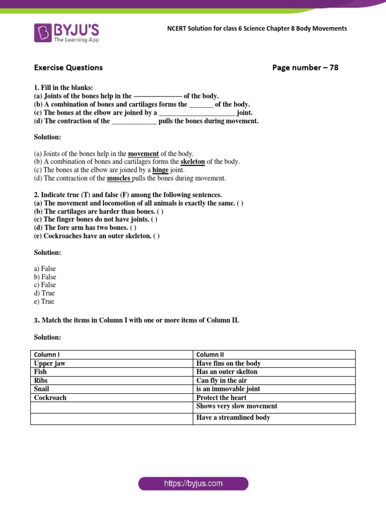Ncert Solutions Mar3 For Cbse Class 6 Science Chapter 8 | PDF