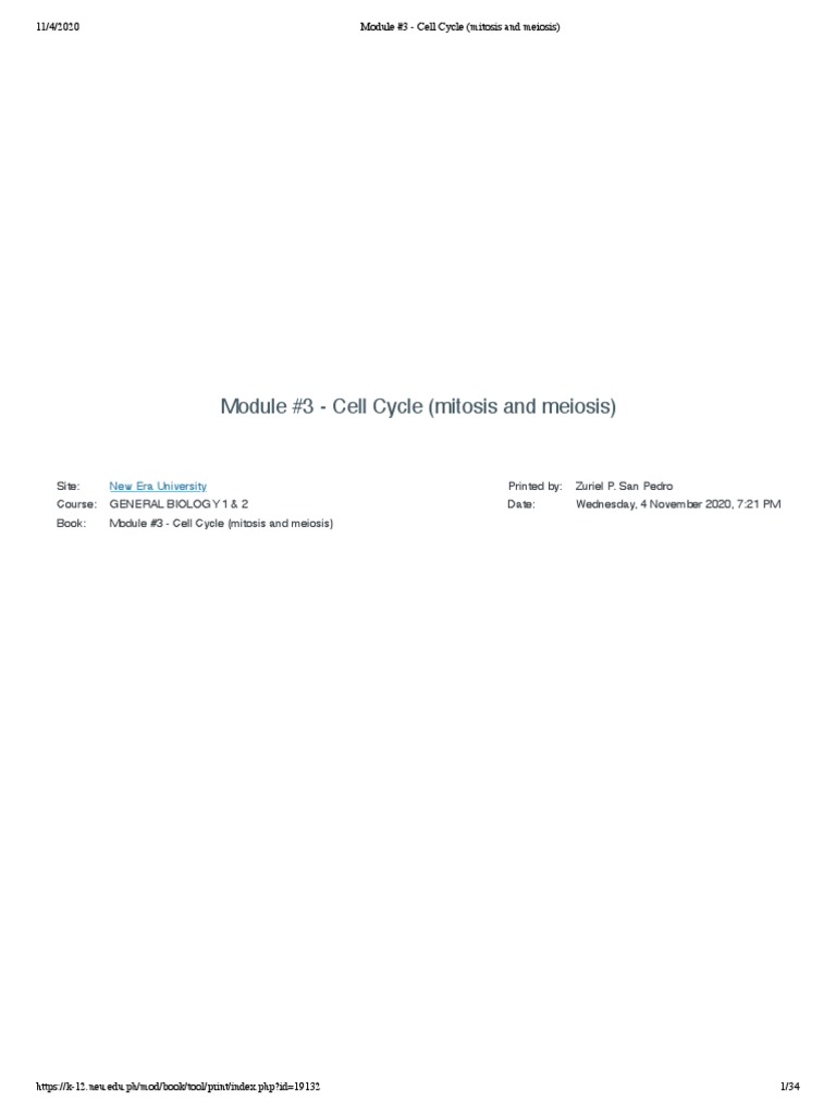 Module #3 - Cell Cycle (Mitosis and Meiosis) | PDF | Mitosis | Meiosis