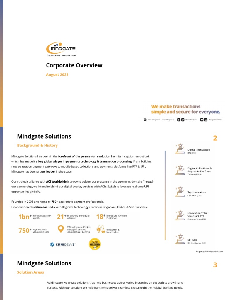 Mindgate Corporate Deck | PDF | Banks | Payments