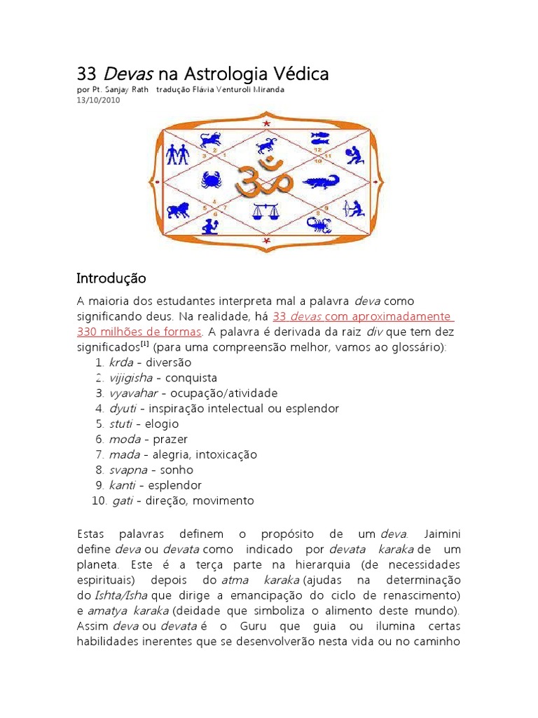 33 Devas | Download grátis PDF | Zodíaco | Planetas