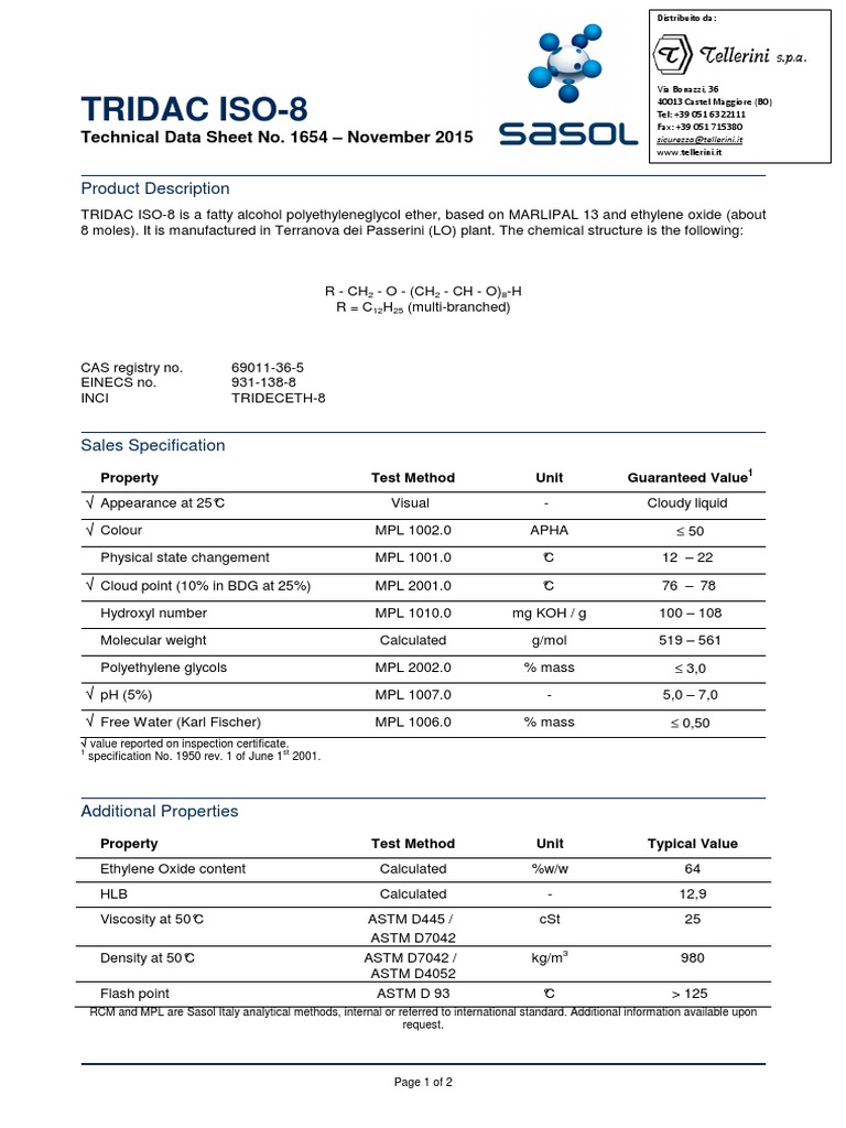 Tridac Iso-8 November 2015 | PDF | Polyethylene Glycol | Chemistry