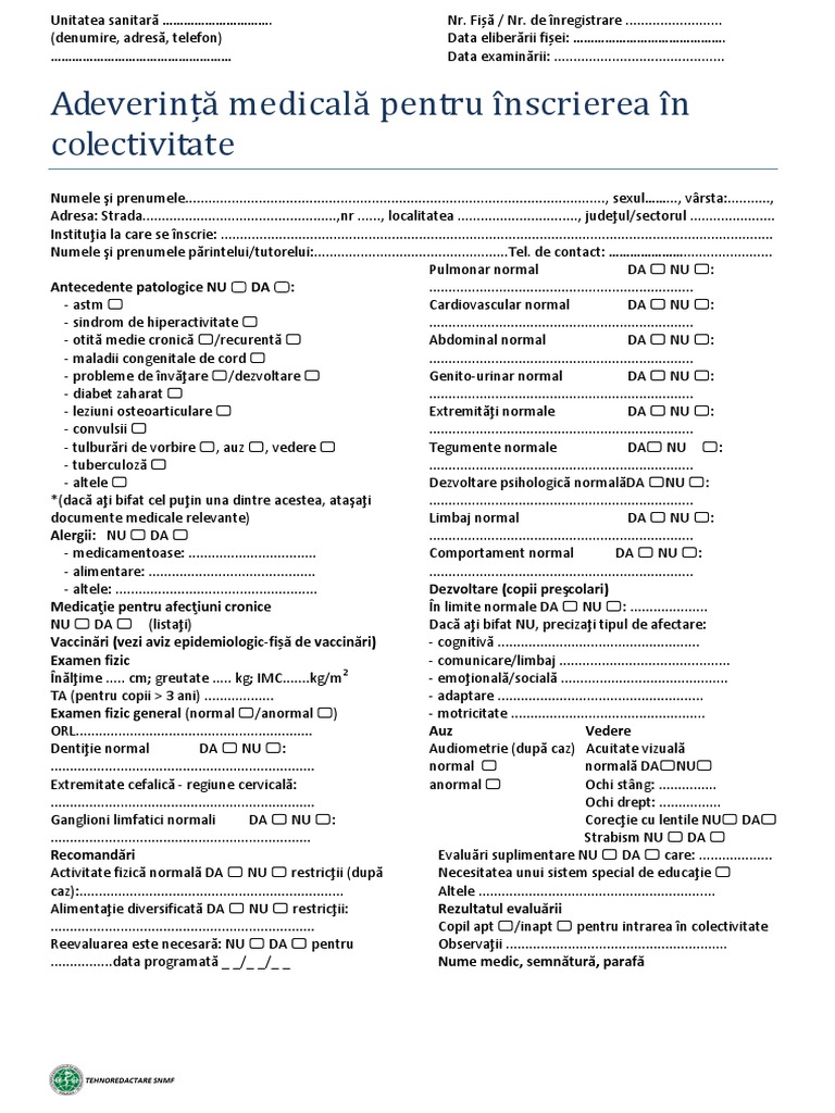 Adeverinta Medicala | PDF