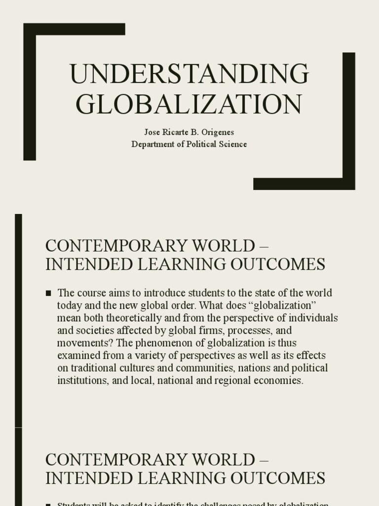 Lecture 1 Understanding Globalization | PDF | Globalization | Political Science