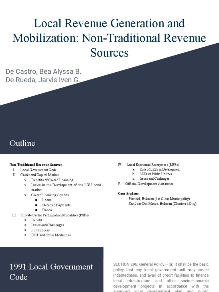 Local Economic Enterprise and Non-Traditional Revenue Sources | PDF ...