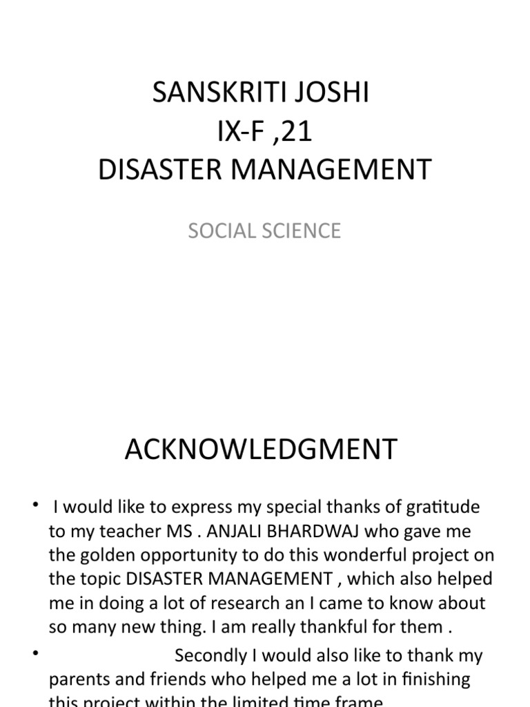 Disaster Management SST | PDF | Hazards | Emergency Management