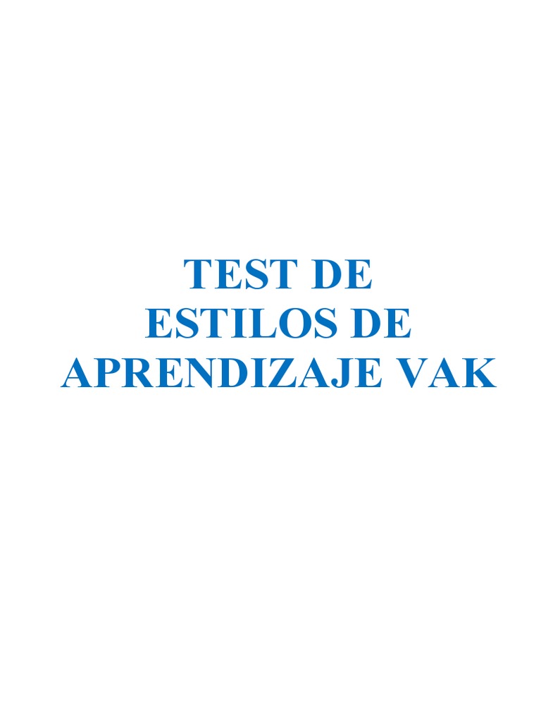 Final Primaria Test Estilos de Aprendizaje Vak 2021 | PDF | Cognición ...