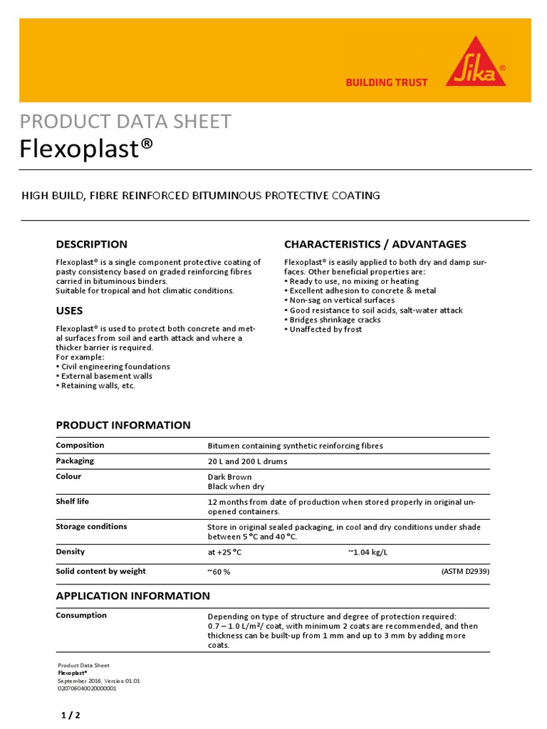 Flexoplast®: Product Data Sheet | PDF | Asphalt | Concrete