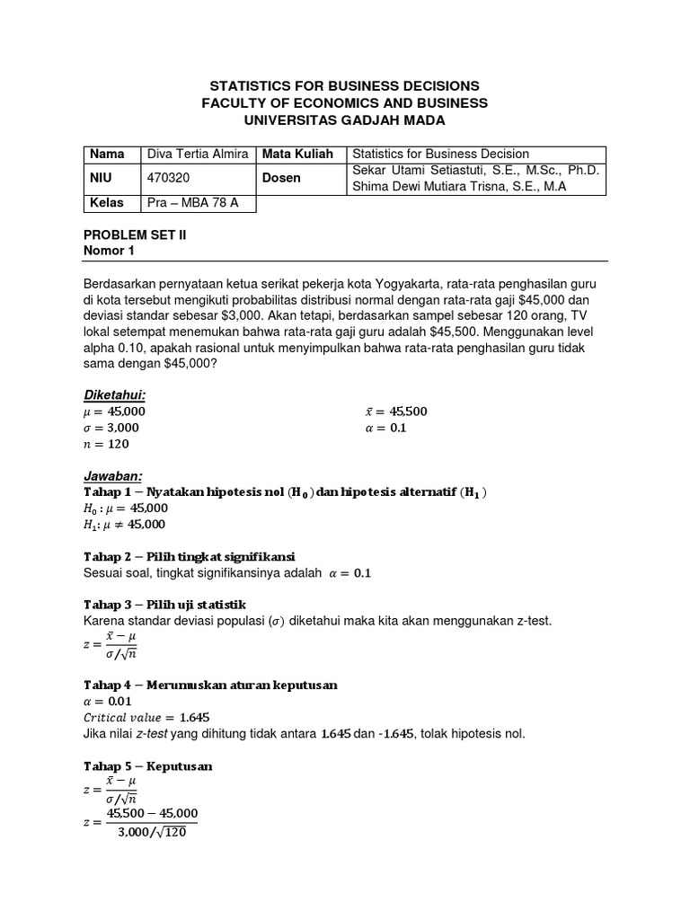 Diva Tertia Almira (470320) - Problem Set II | PDF