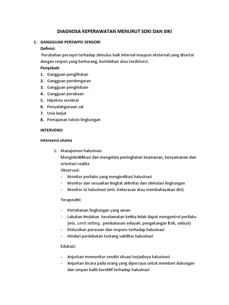 Diagnosa Keperawatan Menurut SDKI dan SIKI | PDF | Kesehatan Holistik