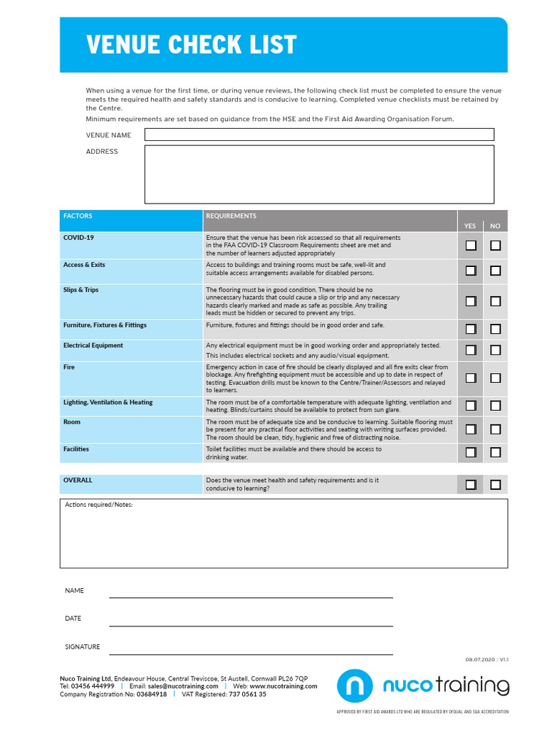 Ensuring Venue Safety: A Venue Checklist for Meeting Health, Safety ...