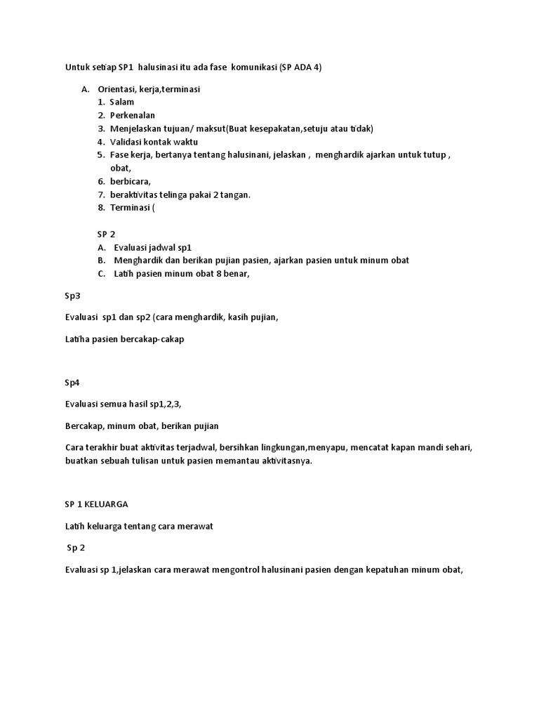 Untuk Setiap SP1 Halusinasi Itu Ada Fase Komunikasi | PDF