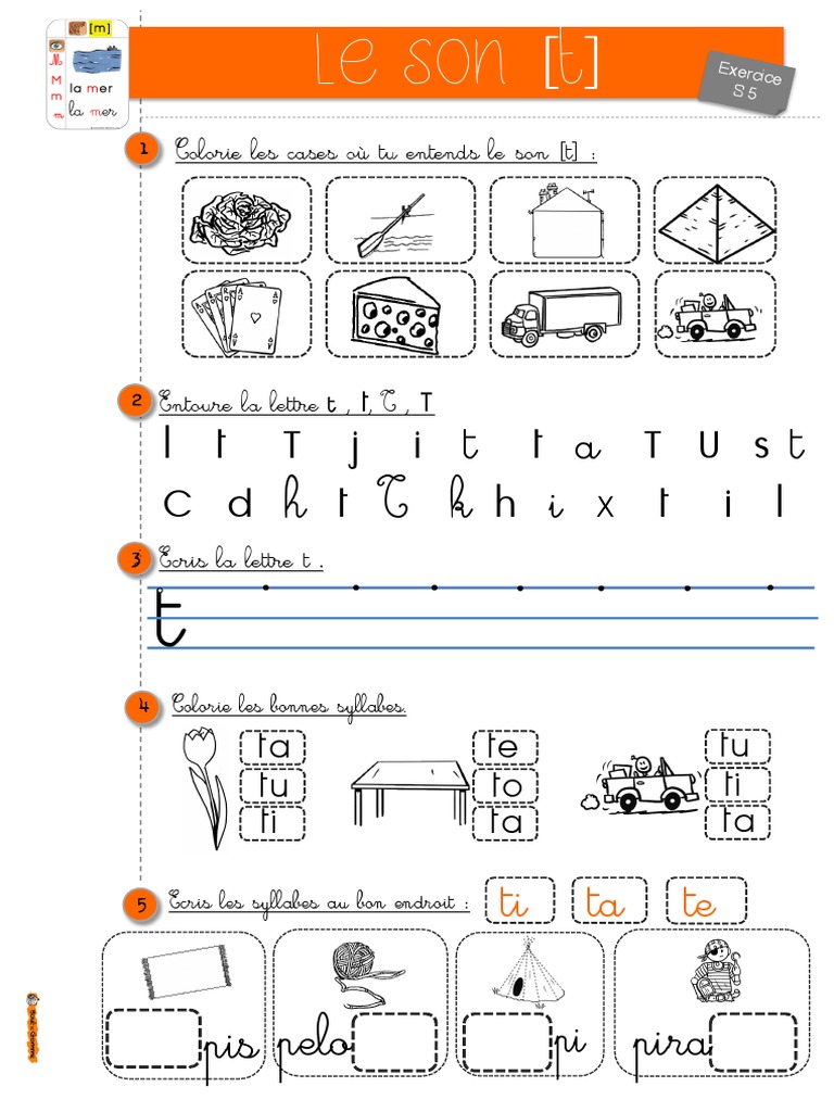 Exercice sur le son [t] en CP | PDF | Poésie