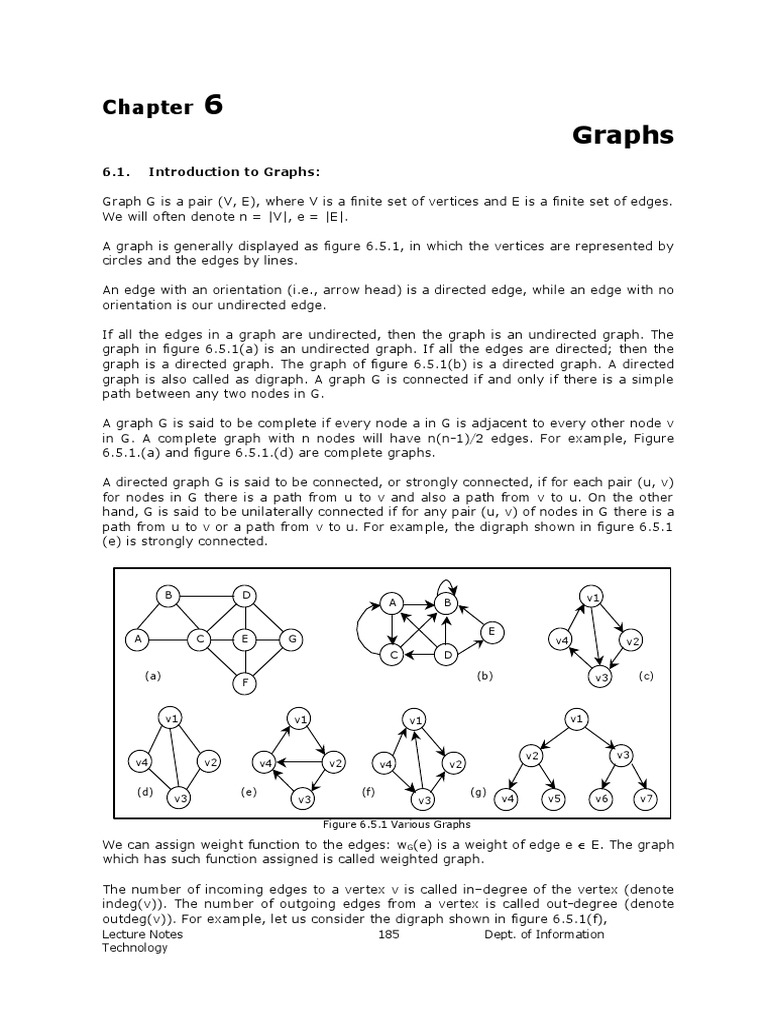 6.1. Introduction To Graphs | Download Free PDF | Vertex (Graph Theory) | Theoretical Computer ...