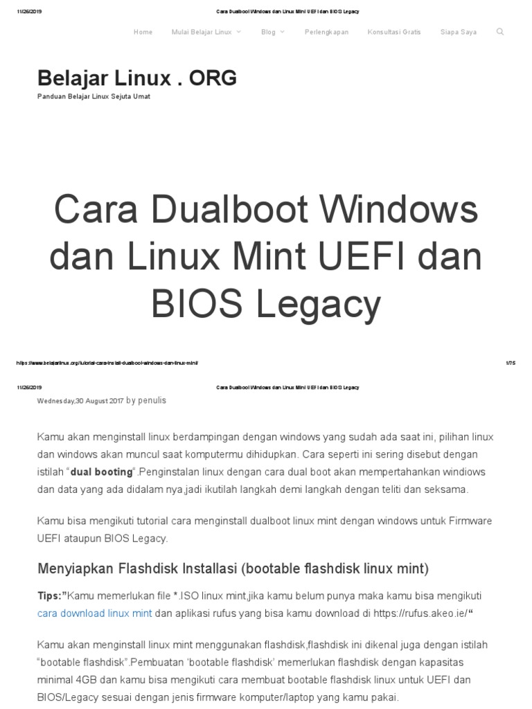 Cara Dualboot Windows Dan Linux Mint UEFI Dan BIOS Legacy | PDF | Game ...