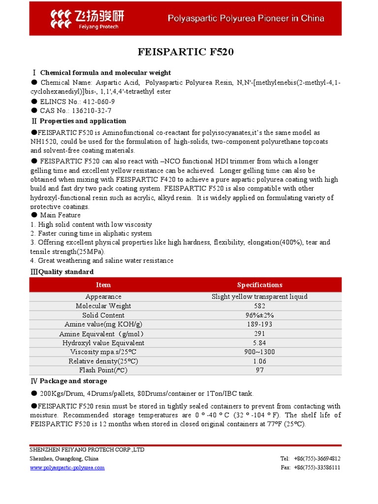 Feispartic F520 TDS | PDF | Materials | Chemistry