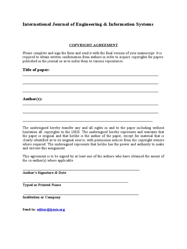 IJEAIS Copyright Agreement Form | PDF