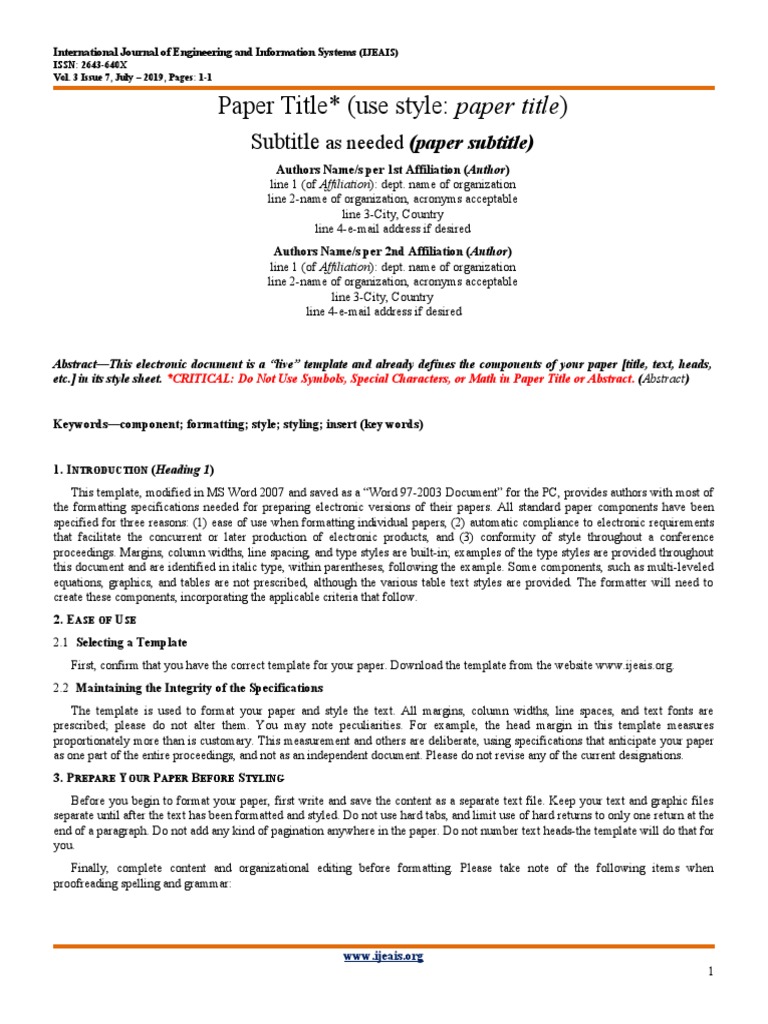 Paper Title (Use Style: Paper Title) : Subtitle | PDF | Note ...