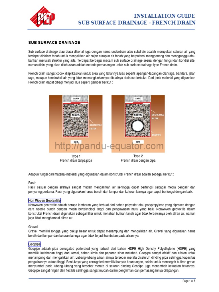 Installation Guide Sub Surface Drainage | PDF