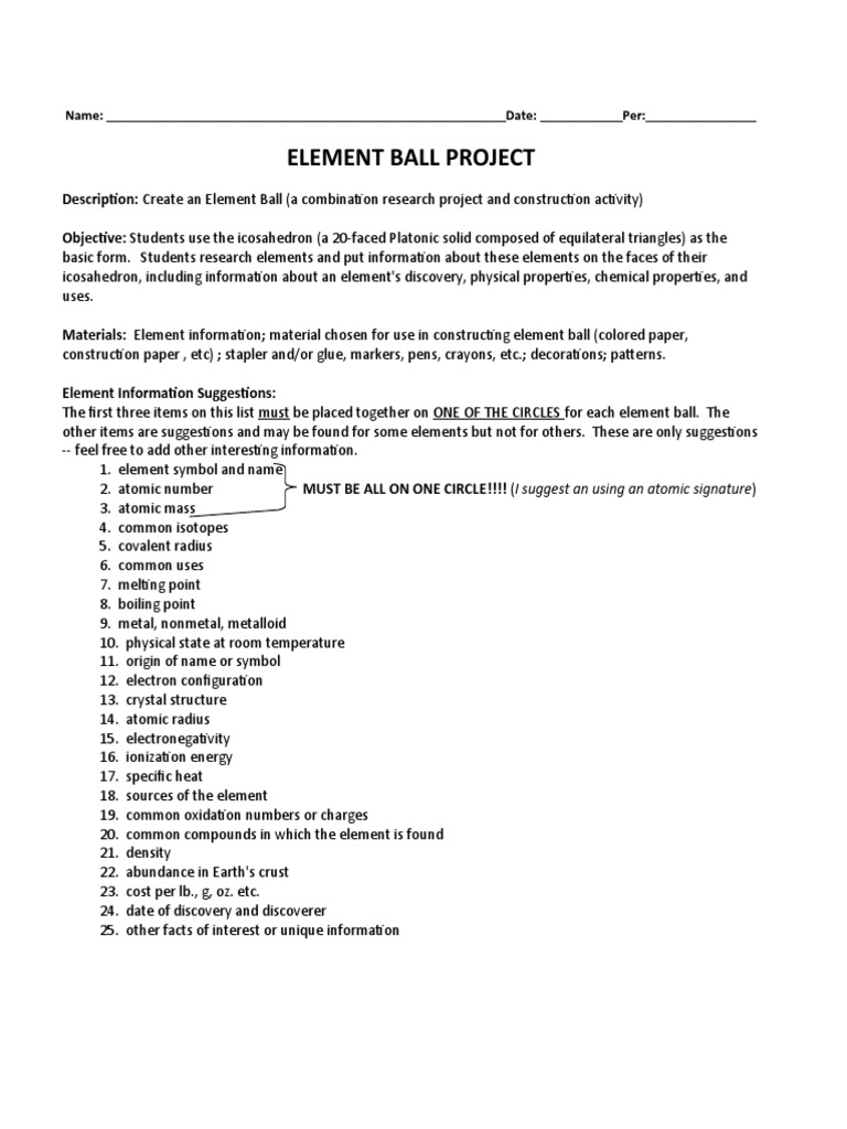 Element Ball Project | Download Free PDF | Chemical Elements | Physical ...