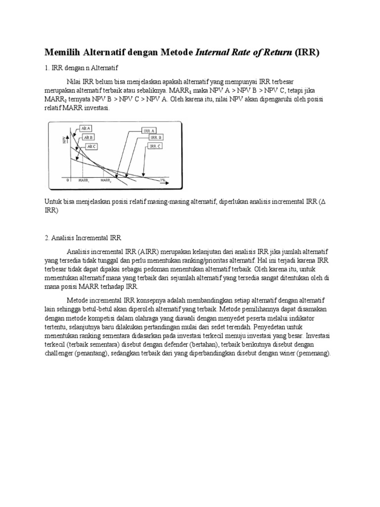 Memilih Alternatif Dengan Metode Internal Rate of Return (IRR) | PDF