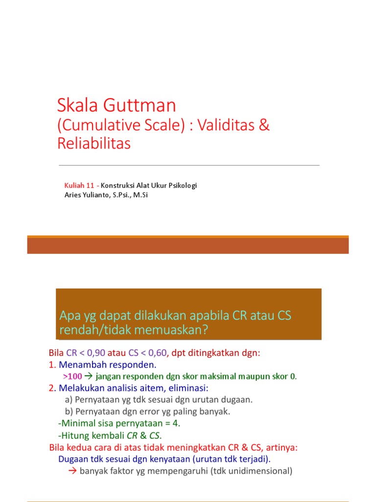 Skala Guttman: Validitas & Reliabilitas | PDF
